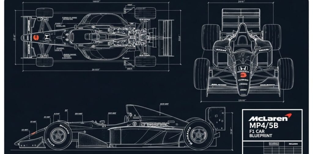 MP4/5B F-1 Car Blueprint – McLaren Formula 1 Design Details