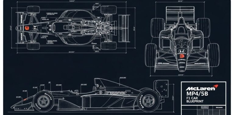 MP4/5B F-1 Car Blueprint – McLaren Formula 1 Design Details